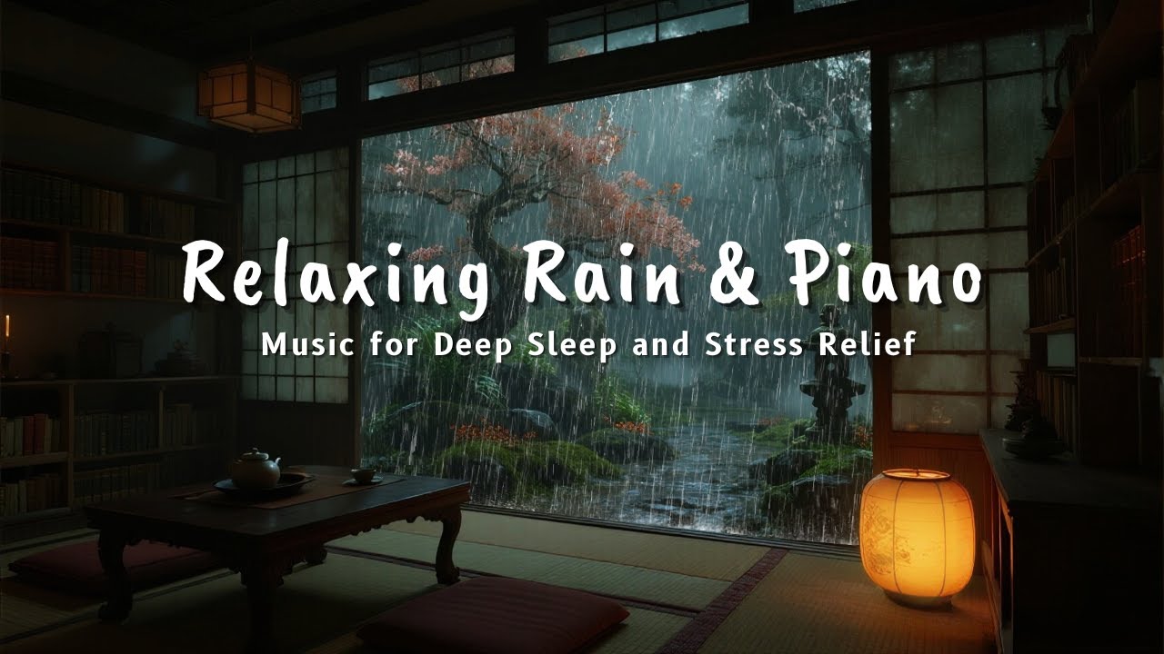 🌧️ Calm Rain Scene & Piano 🌙 Deep Sleep Music for Stress Relief ...