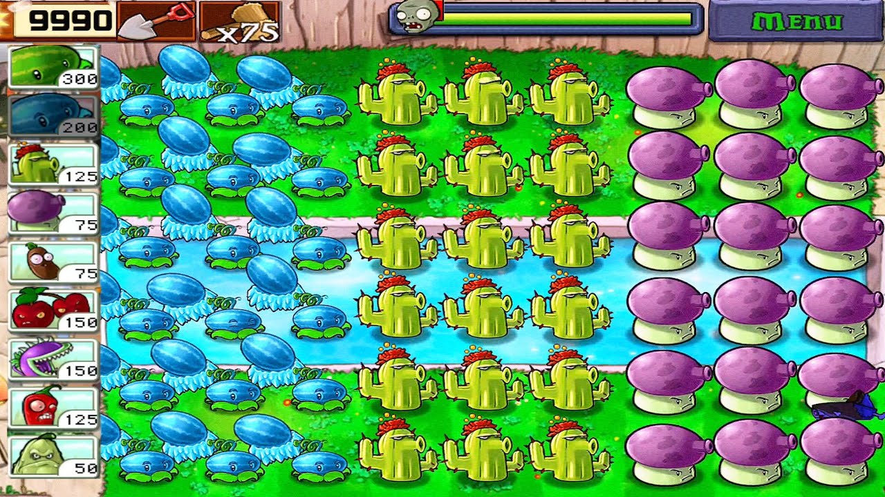 Plants vs Zombies • Winter Melon + Cactus + Fume shroom vs Zombies ...