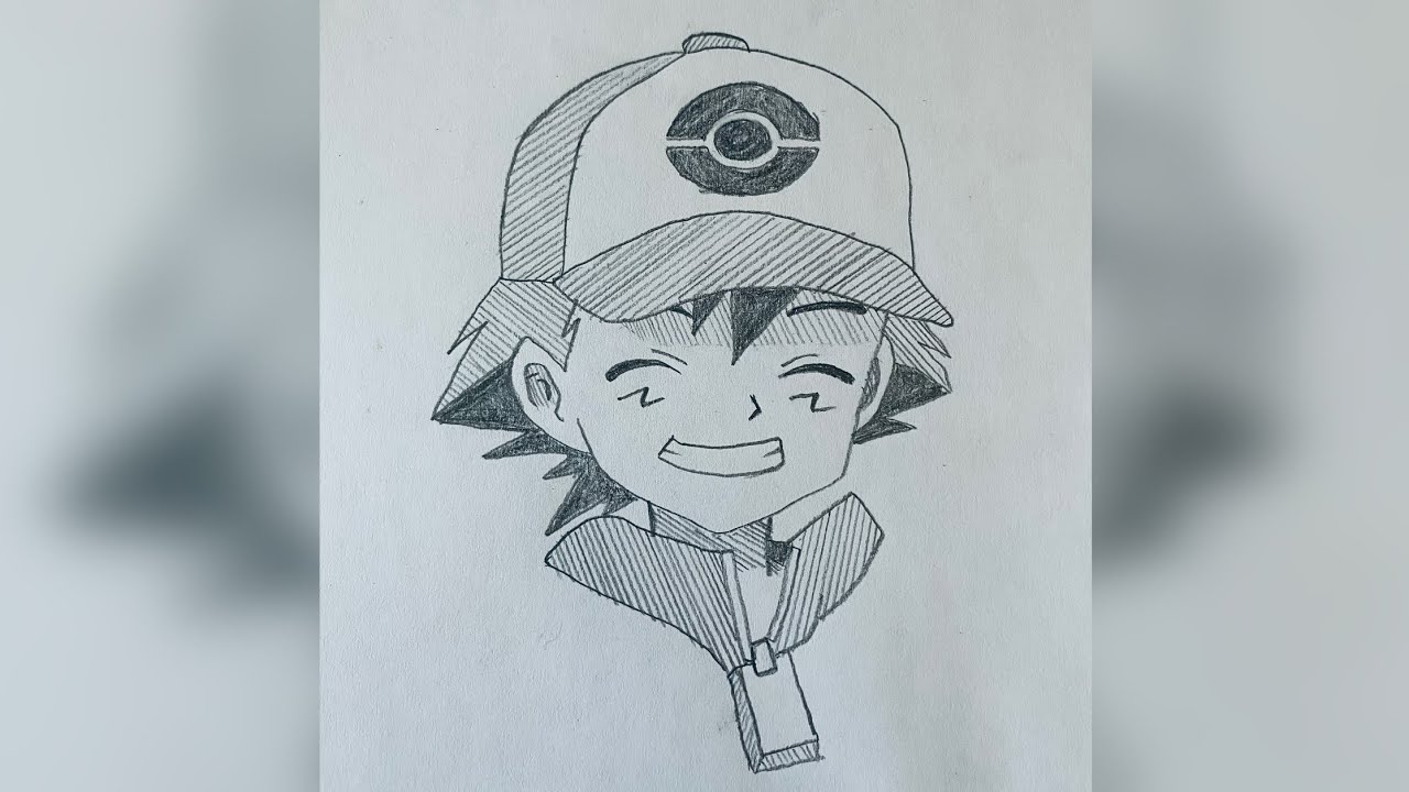 Easy anime drawing || How To Draw Ash Ketchum (Pokemon) || Easy drawing ...