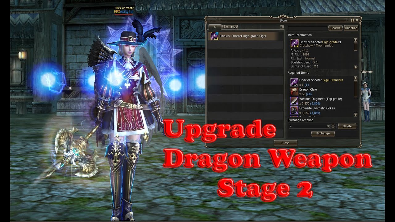 Lineage 2, Upgrade Dragon Weapon Stage 2 / Test dmg on enemy - YouTube