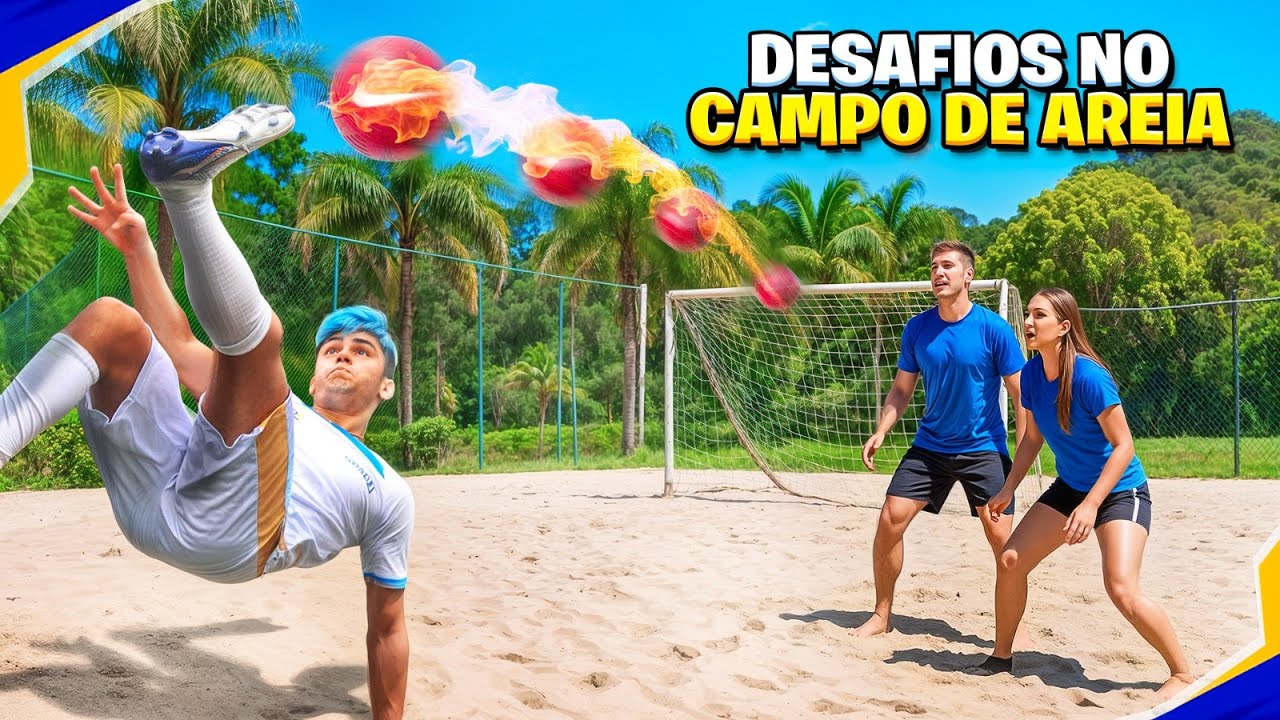 DESAFIOS DE FUTEBOL NO CAMPO DE AREIA! - YouTube