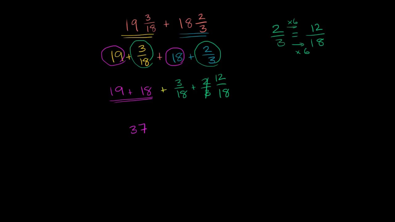 Addera blandade tal: 19 3/18 + 18 2/3 - YouTube