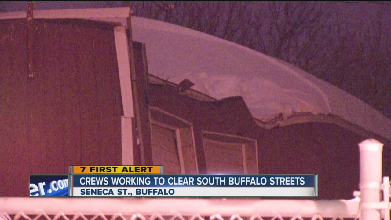 Partial roof collapse at South Buffalo building - YouTube