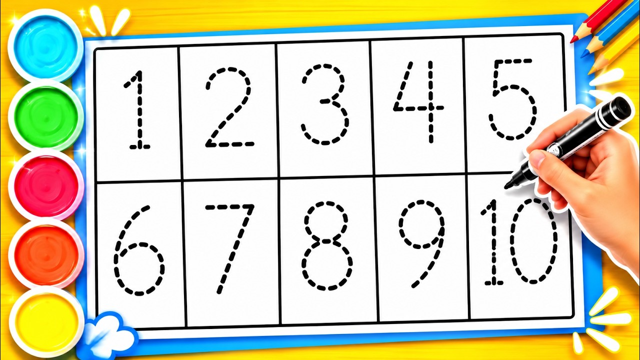 Learn Numbers 12345678910 🎨 Easy Drawing & Coloring for Toddlers ! ABC ...