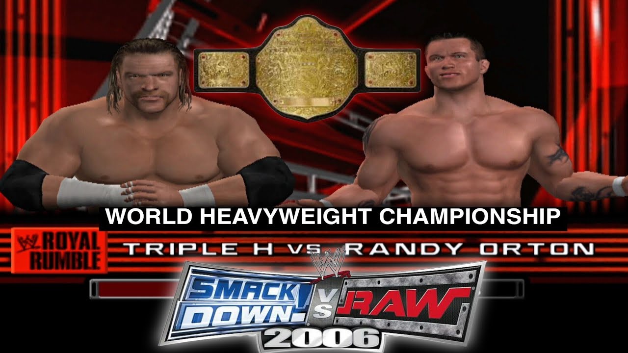 WWE Triple H vs Randy Orton Championship match Royal Rumble 2005 ...