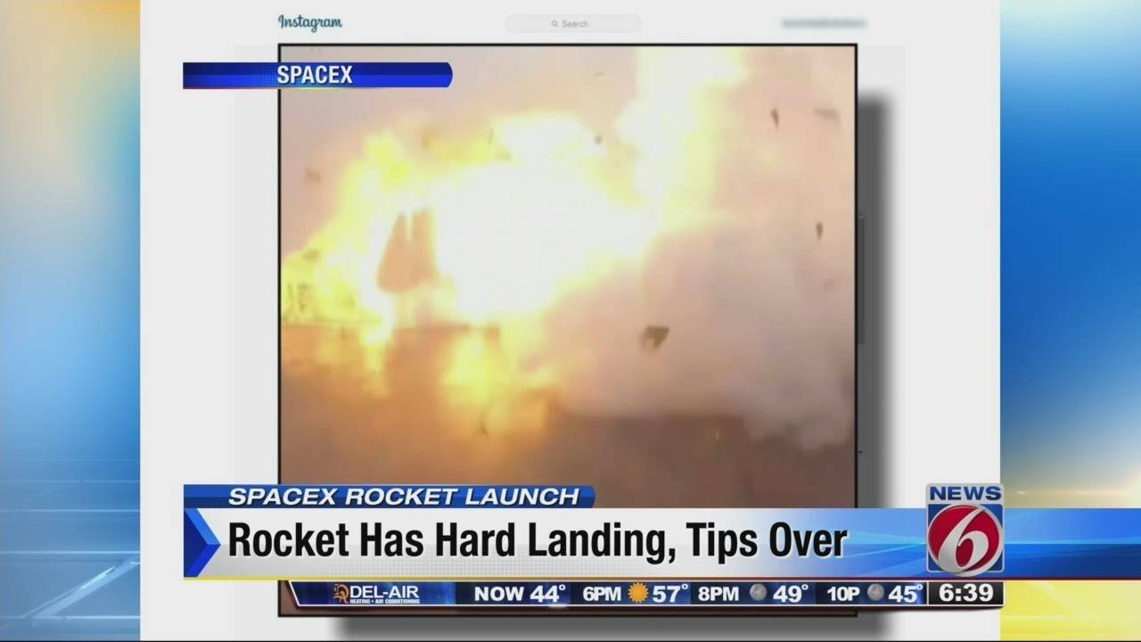 SpaceX rocket explodes after tipping over on landing - YouTube