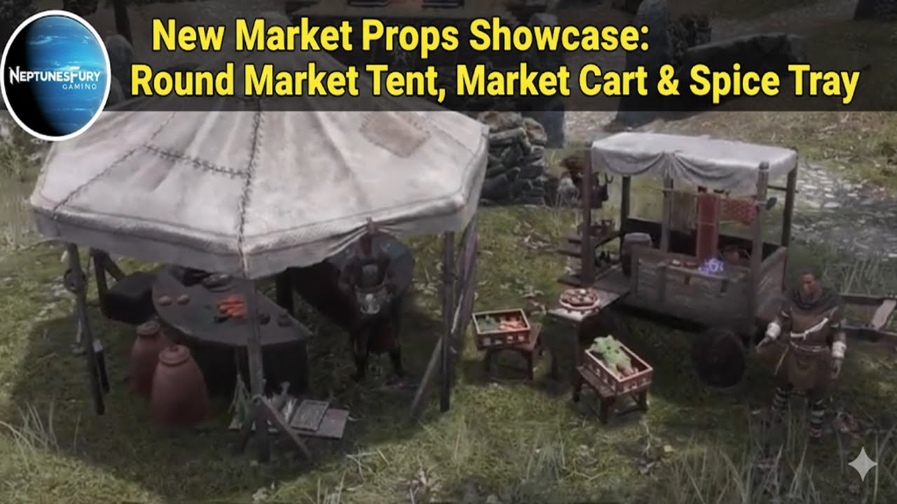 Conan Exiles - New Market Props Showcase: Round Market Tent, Market ...