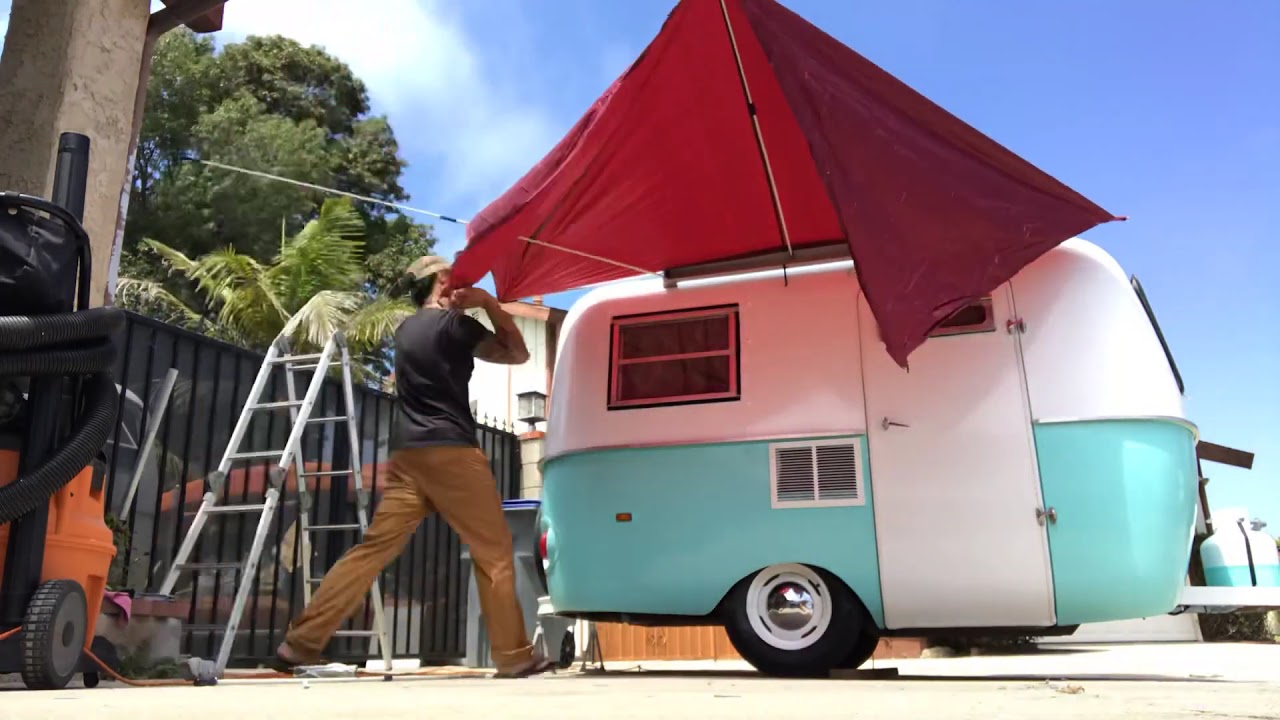 Shady boy awning set up - YouTube