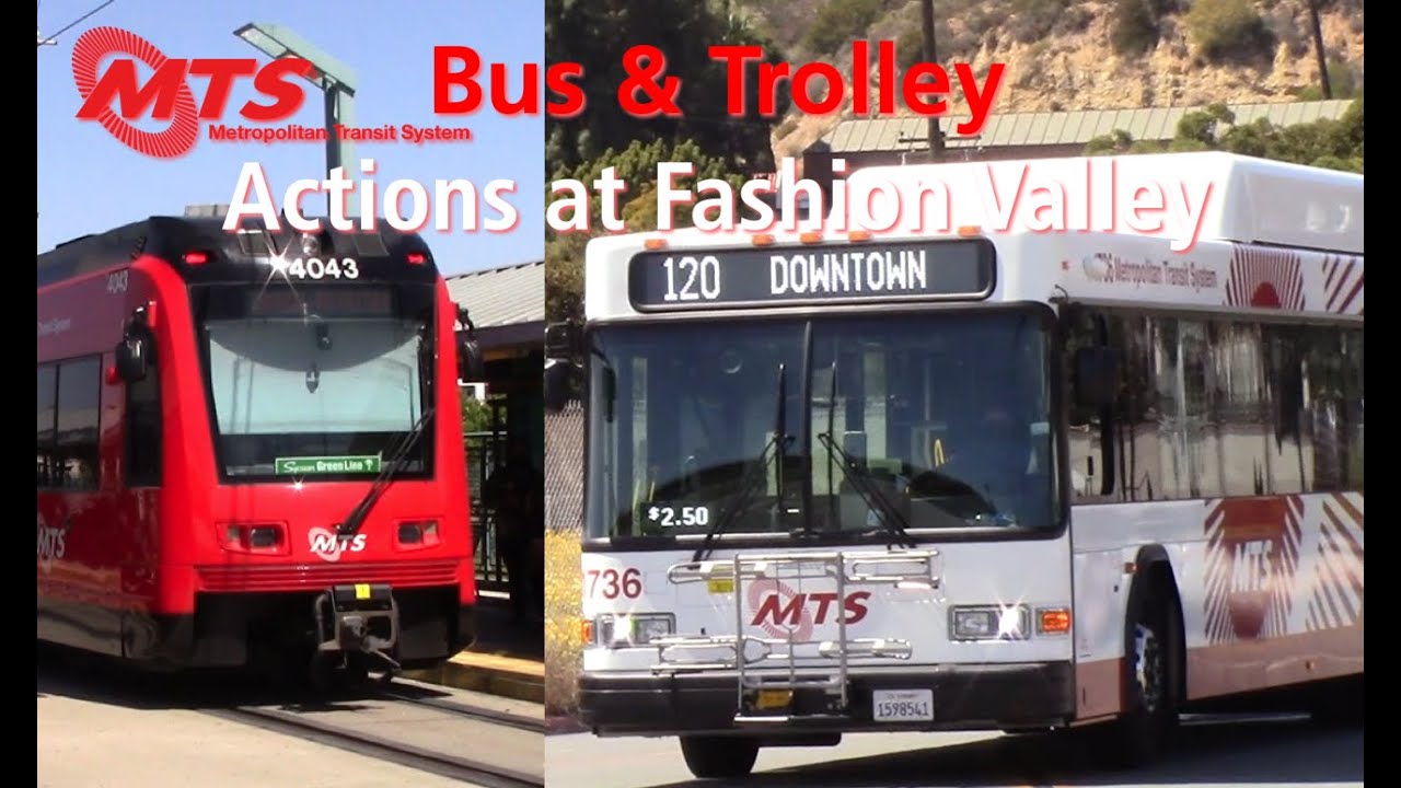 MTS Bus & Trolley Actions at Fashion Valley Transit Center - YouTube