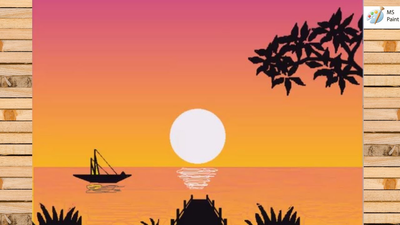 How to Draw Ship in the Sea || Drawing Sea Beach with MS Paint || How ...