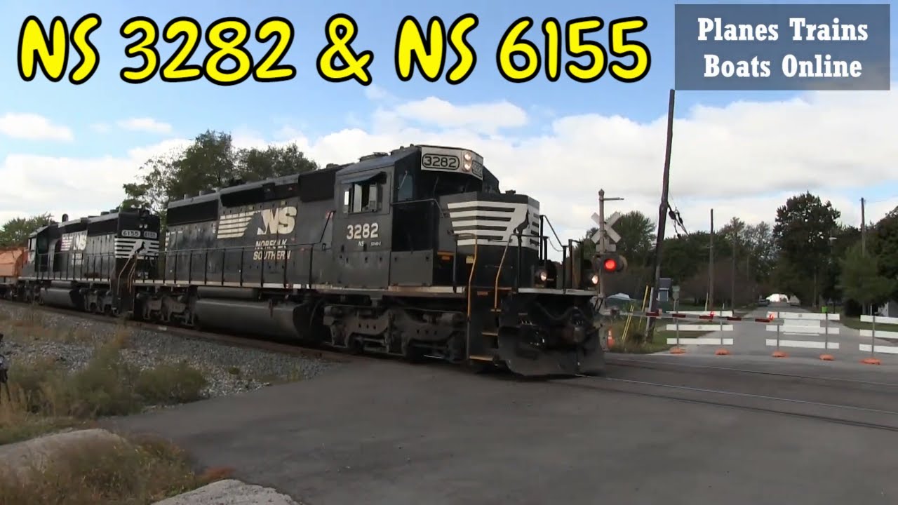 NS 3282 & NS 6155 Locomotives Coil Car Train At Fostoria Ohio - YouTube