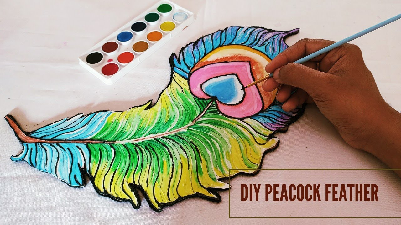 DIY Peacock feather|Wall decor ideas|Cardboard craft ideas|Home ...