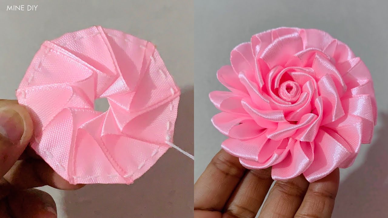 Amazing ribbon flower trick /easy rose making with ribbon / ribbon rose ...