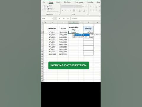 Count the Net Working Days #exceltutorial - YouTube