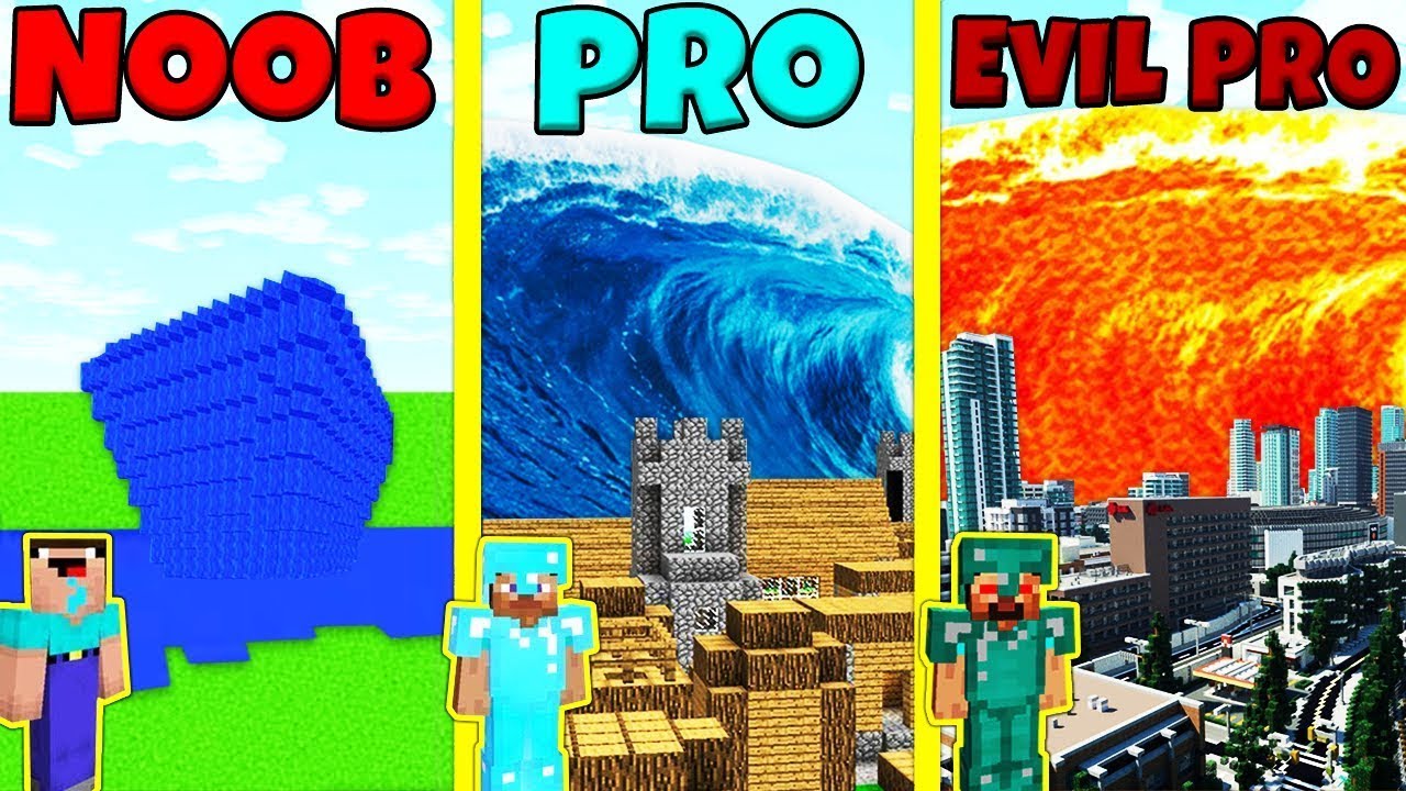 Minecraft Battle: NOOB vs PRO vs EVIL PRO: TSUNAMI BUILD CHALLENGE ...