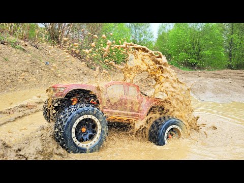 Wie lange ÜBERLEBT mein 1500€ RIESEN MONSTER RC AUTO im EXTREM Schlamm? (getunten Traxxas Xmaxx)