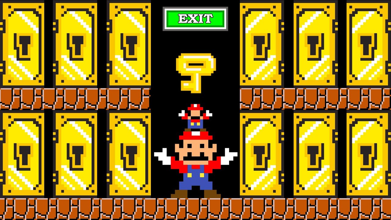 Mario and Tiny Mario's Key Door Gold maze | Where is the way out? - YouTube