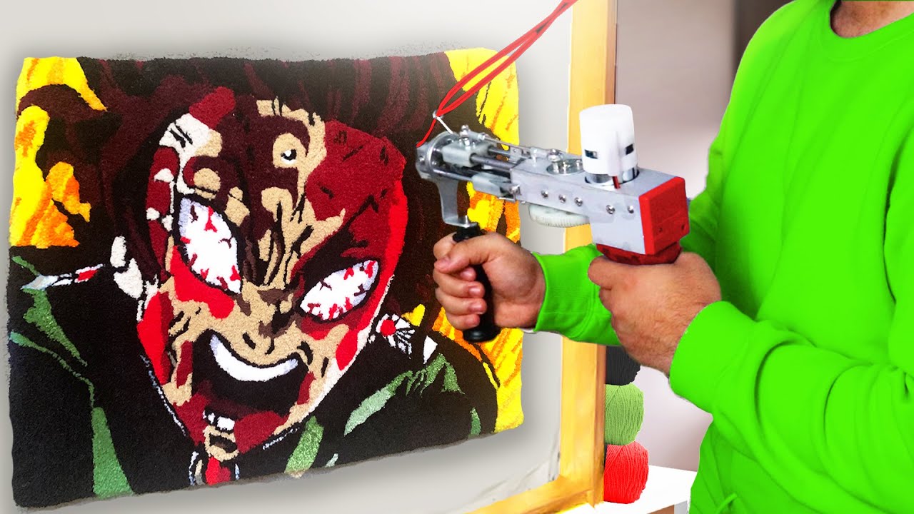 Rug Tufting ASMR | Tanjiro Rug (Shaving/Detailing) - YouTube