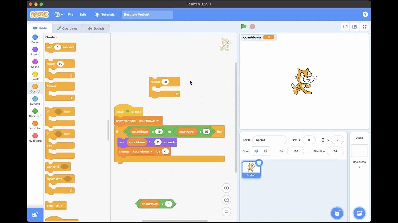 Scratch Lesson 7: Adaugo Shows How She Made A Countdown With Variables And Operations In Scratch ...