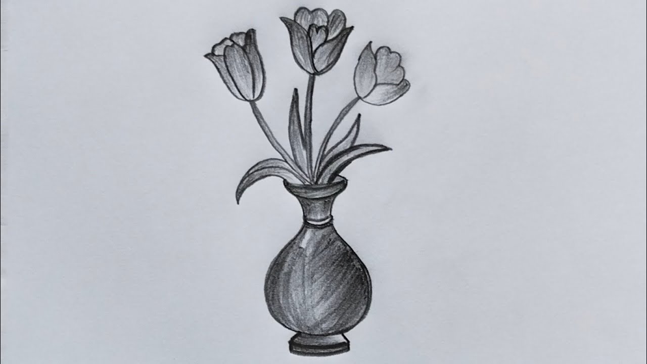 Flower pot drawing / how to draw flower pot - YouTube