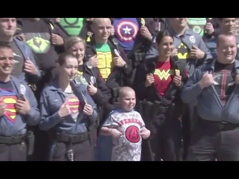 Boy Fighting Cancer Honored as 'Superhero' by Local Cops - YouTube