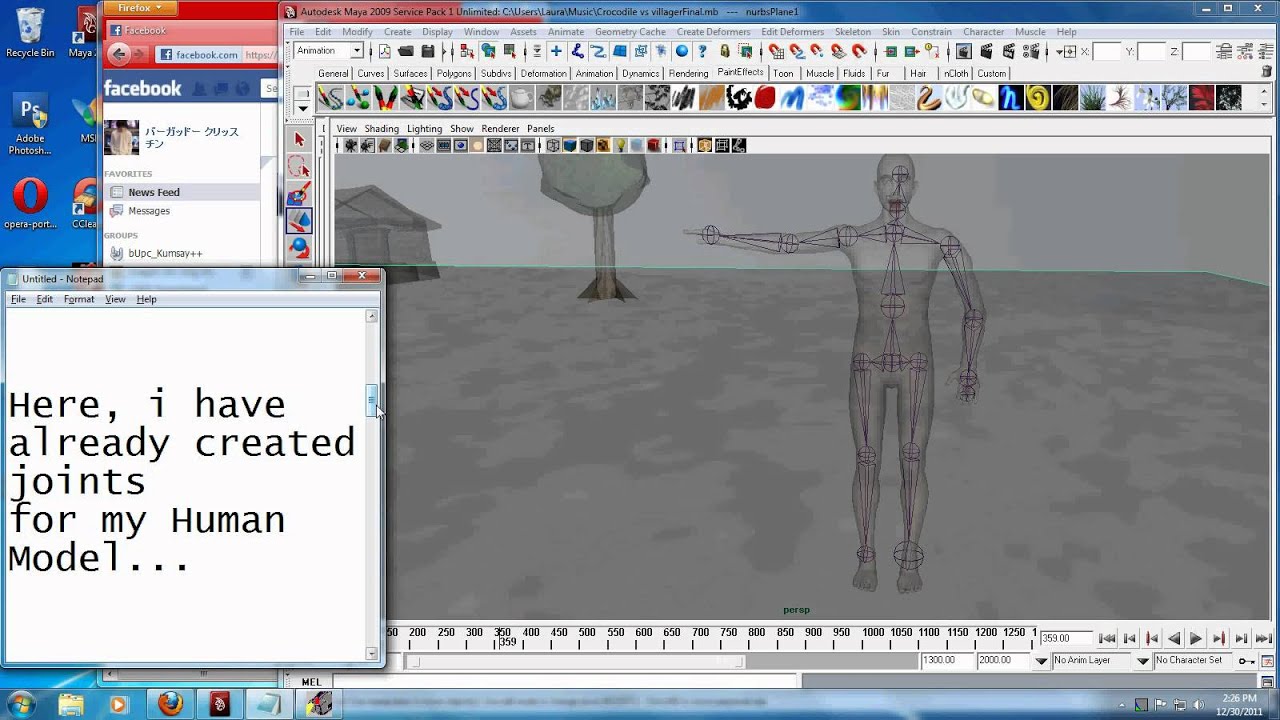 Autodesk Maya 2009 Binding Skin to the Skeleton - YouTube