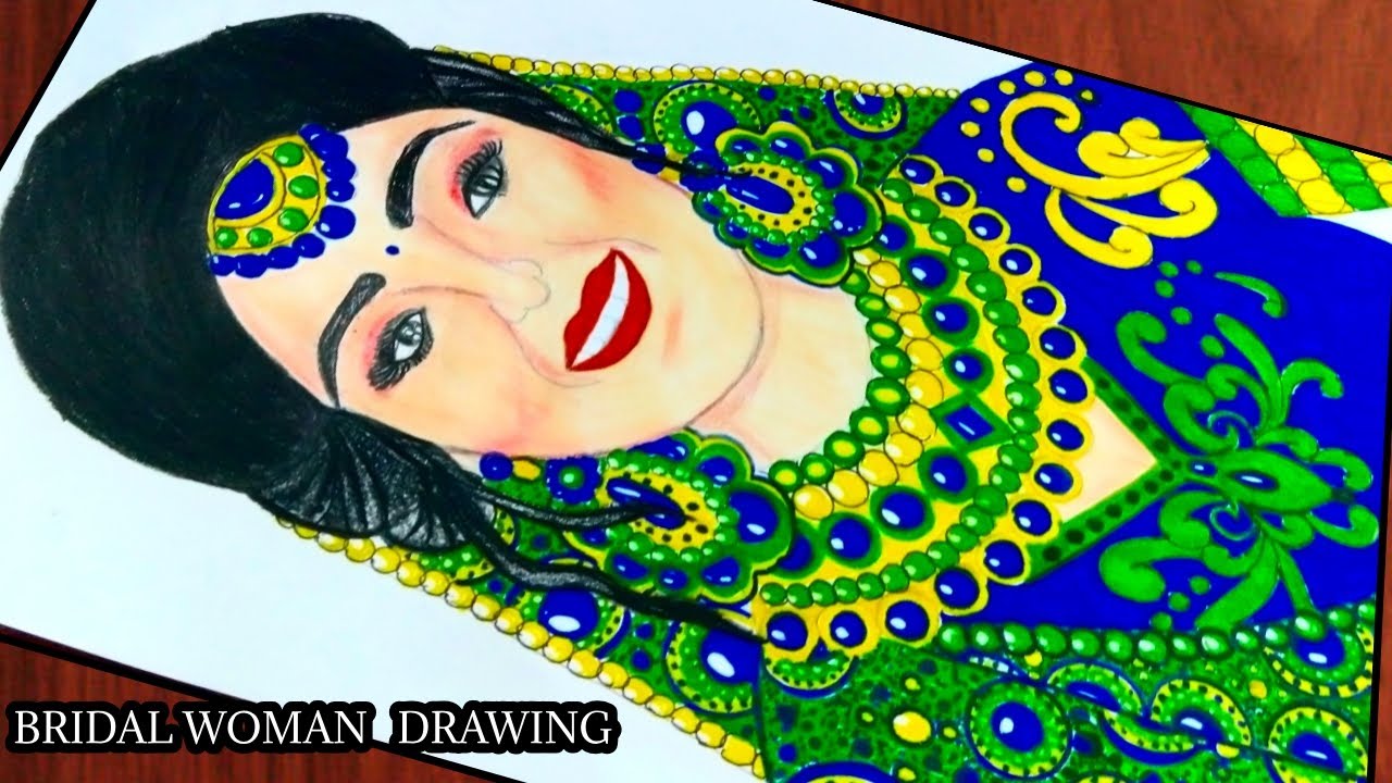 Drawing of Indian Bridal woman | Mandala Art | Beautiful dress design ...