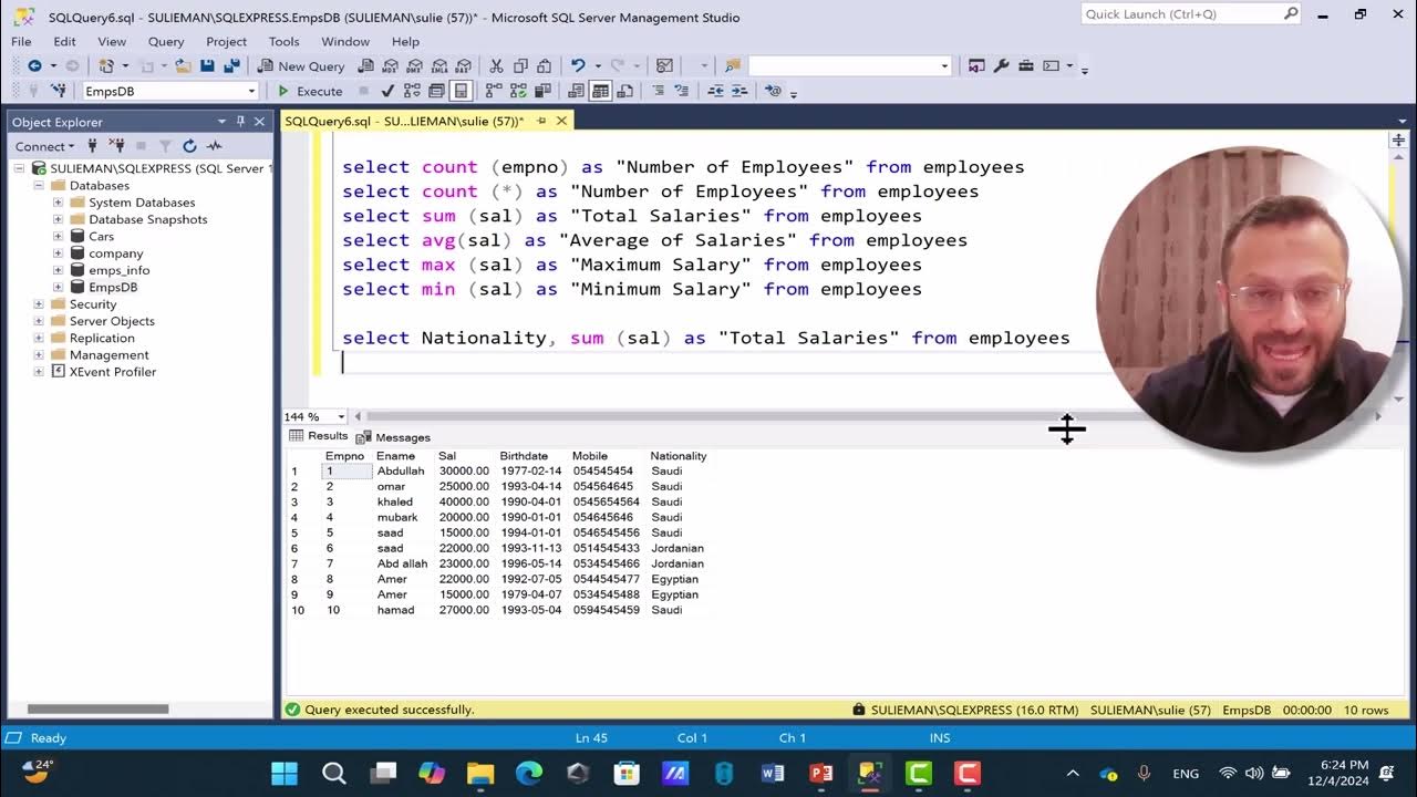 Lesson 12 - SQL Server Aggregation Functions - YouTube