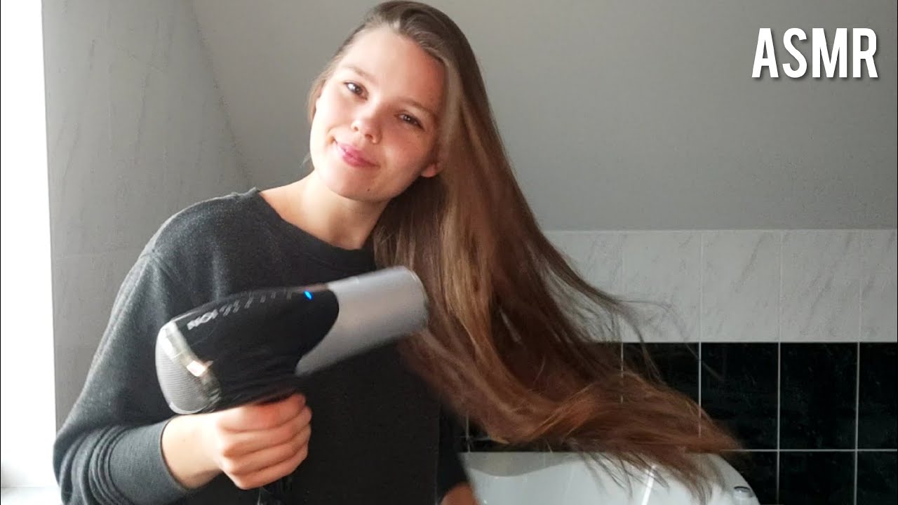 Asmr Hair Blow Drying And Hair Brushing Wet To Dry Youtube