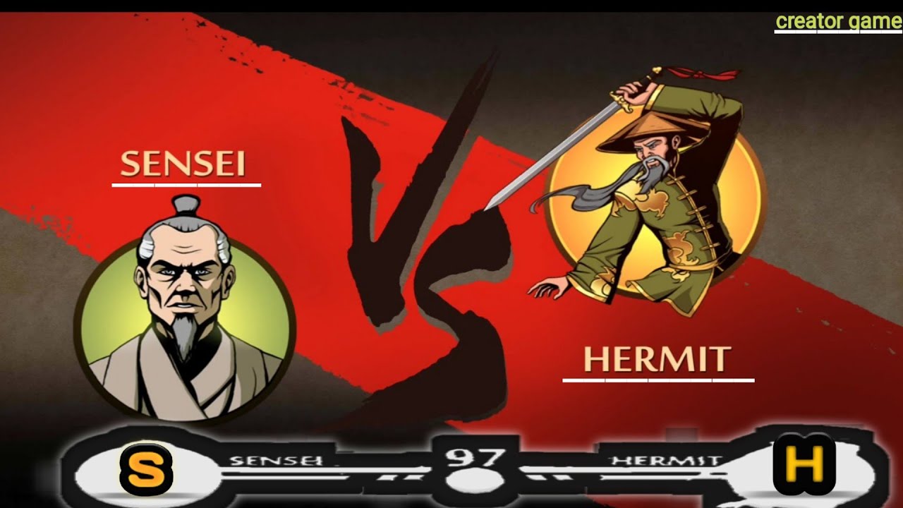 Shadow fight 2 || sensei vs hermit - YouTube