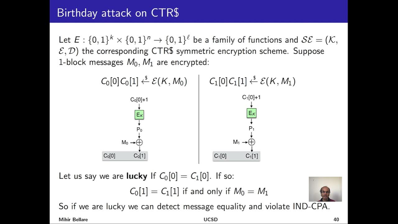 Symmetric Encryption: IND-CPA security of CTR$ and CBC$ - YouTube
