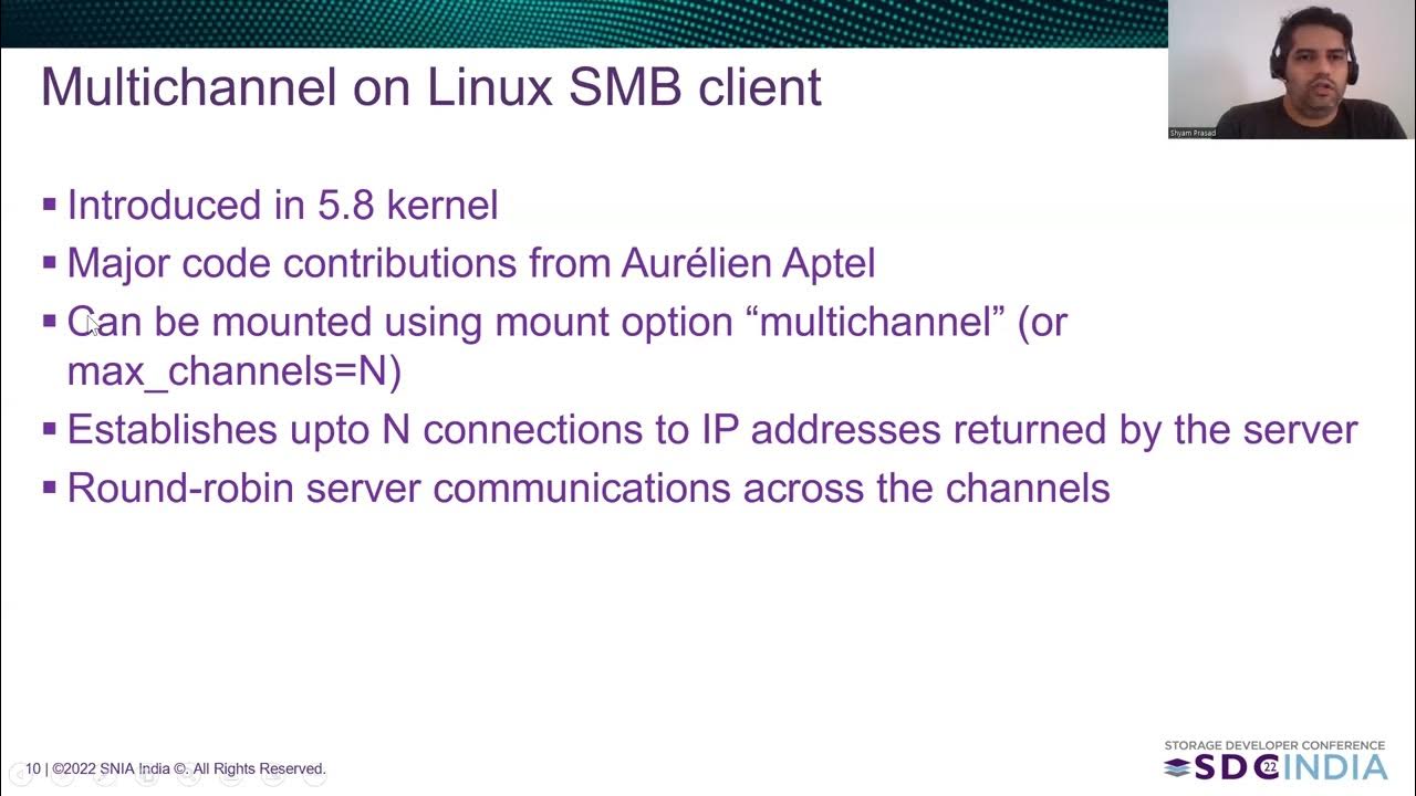 SDC India 2022: Azure SMB multichannel using an improved Linux client - YouTube