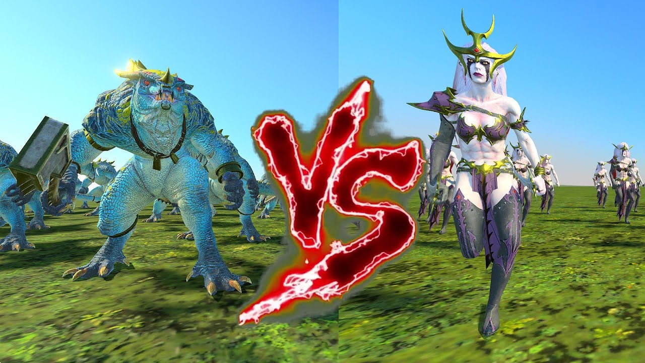 Saurus Warriors VS Witch Elves. Total War Warhammer 3 - YouTube
