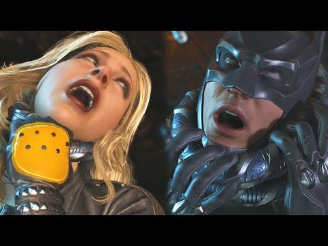 Brainiac Choking Black Canary And Batman With Tendrils Scene