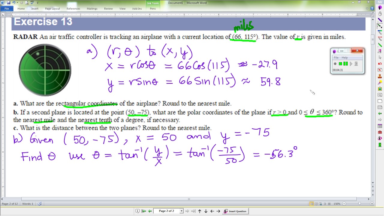 Polar coordinate applications. - YouTube