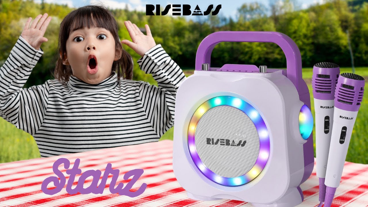RiseBass Starz | Purple Kids Bluetooth Karaoke Machine with 2 ...
