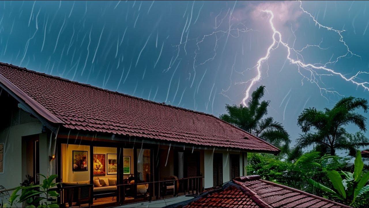 Great Sleep With Heavy Rain, Loud Thunder & Lightning ⚡Rain Stormy ...