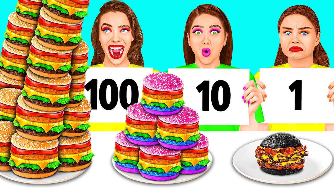 100 खाद्य परतें चुनौती | पागल चुनौती Ideas 4 Fun Challenge - YouTube