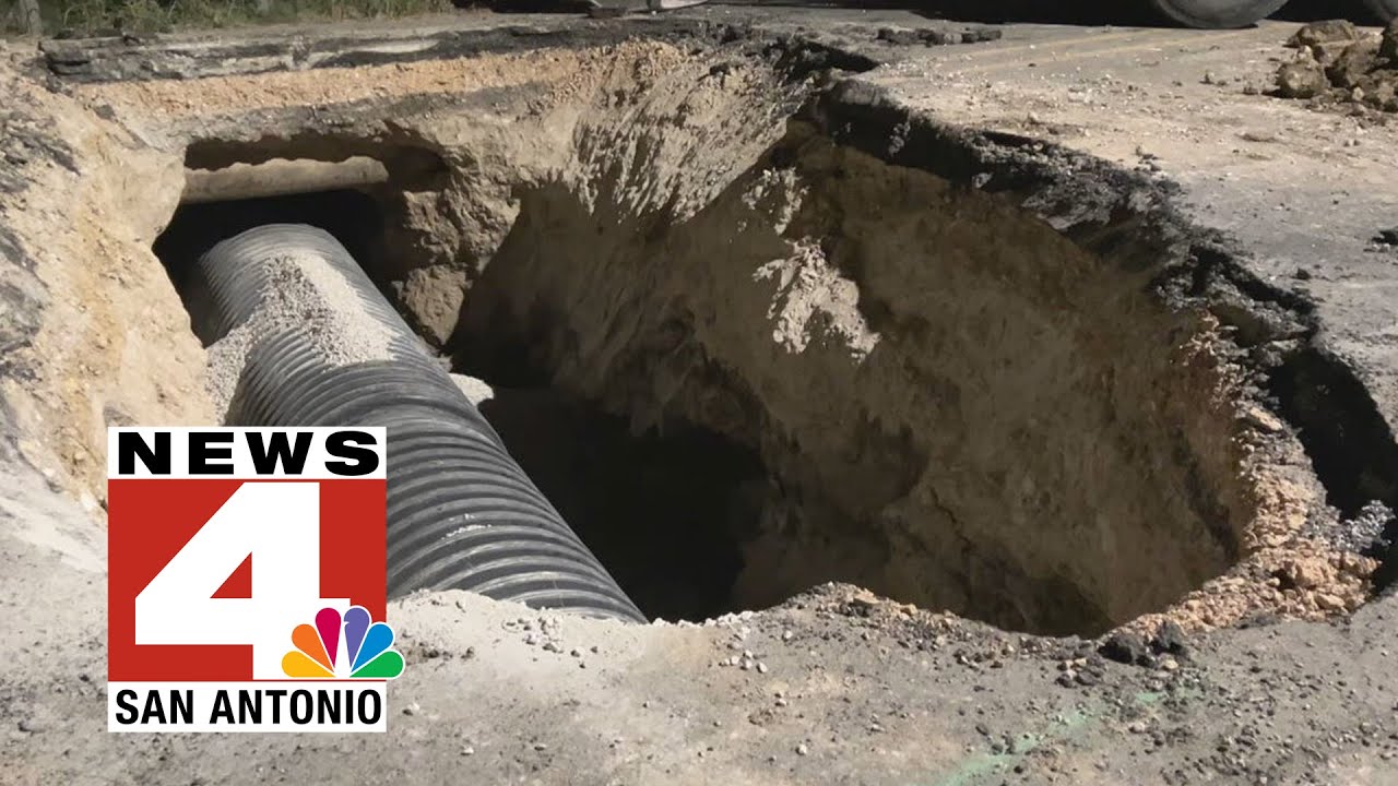 Collapsed storm pipe blamed for huge sinkhole in road - YouTube