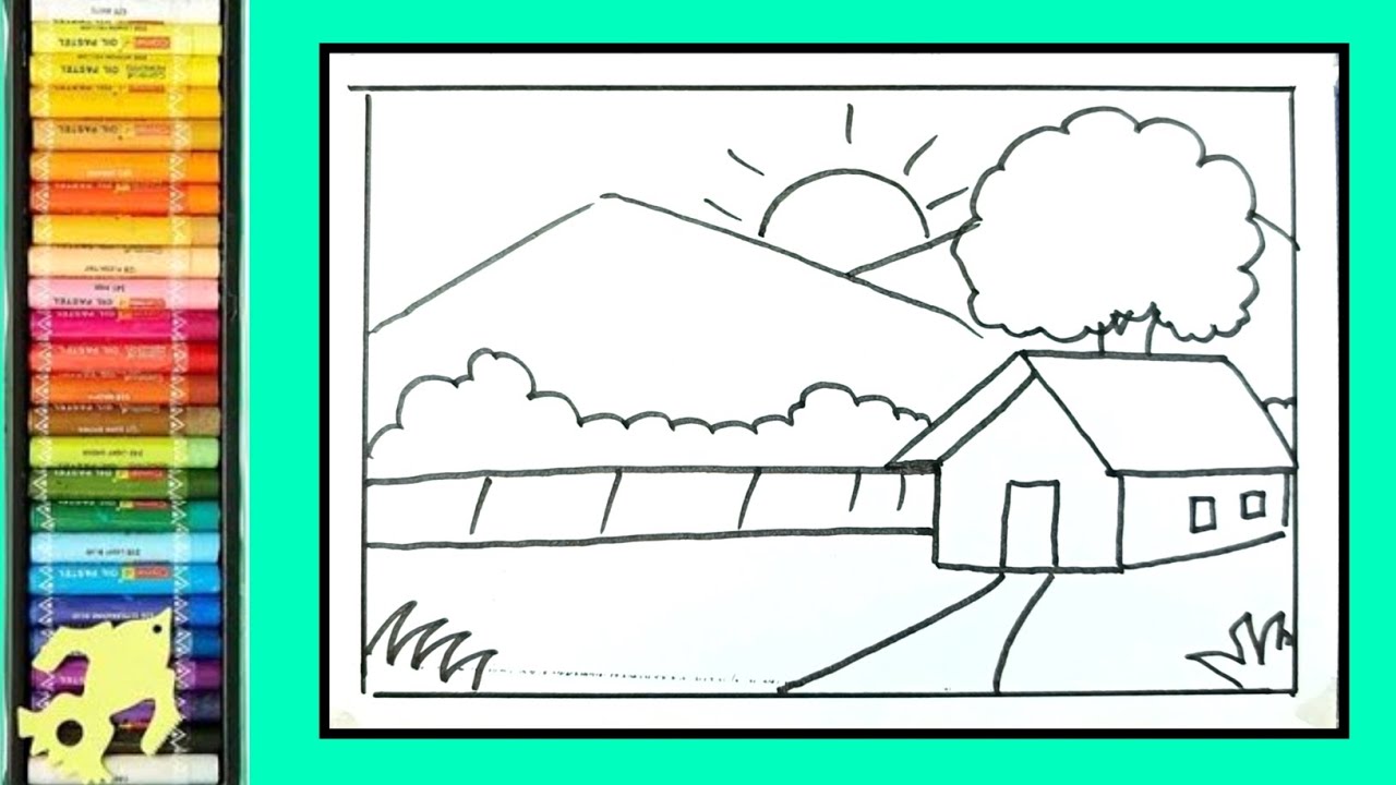 step by step scenery drawing// easy scenery drawing - YouTube