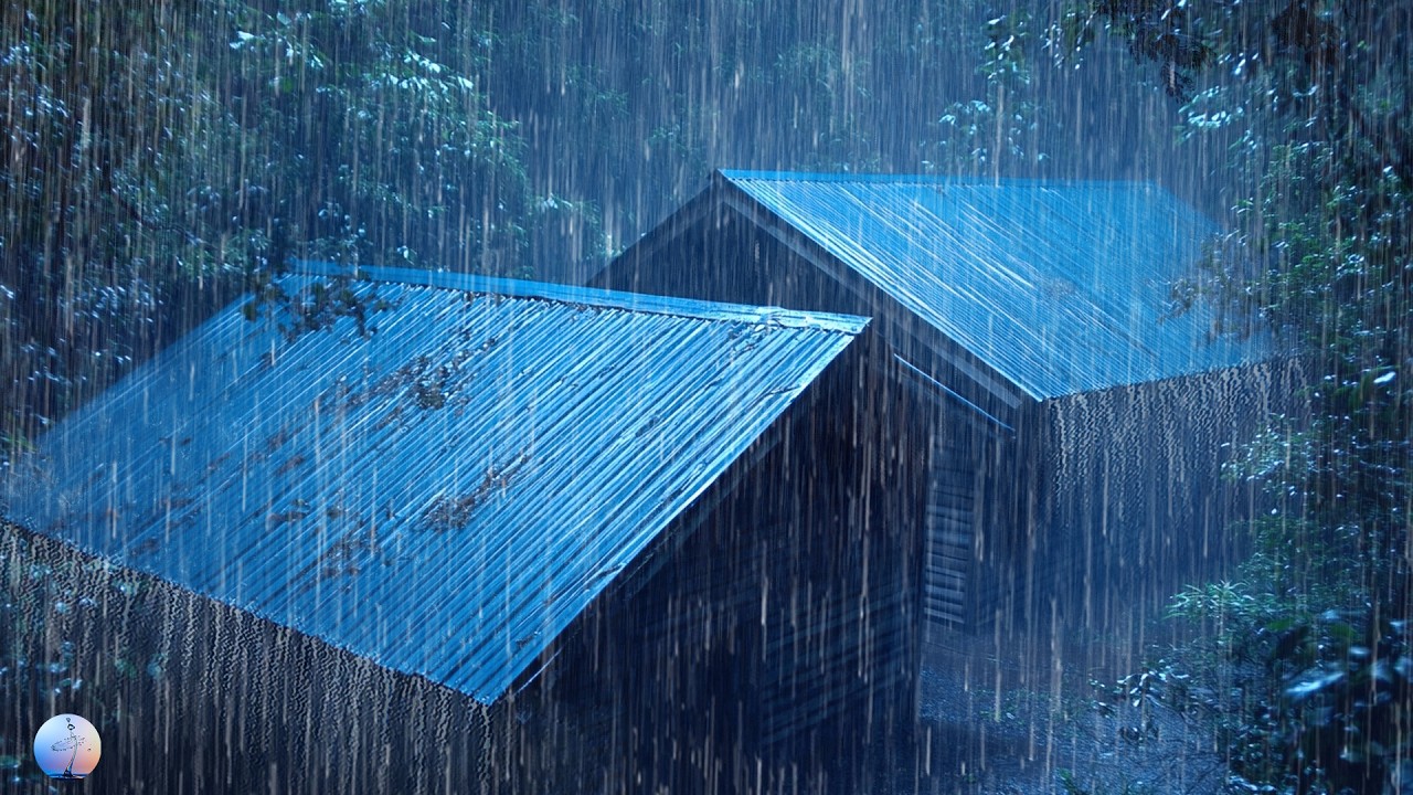 Fall into Deep Sleep with Heavy Rainfall on Metal Roof and Thunderstorm ...