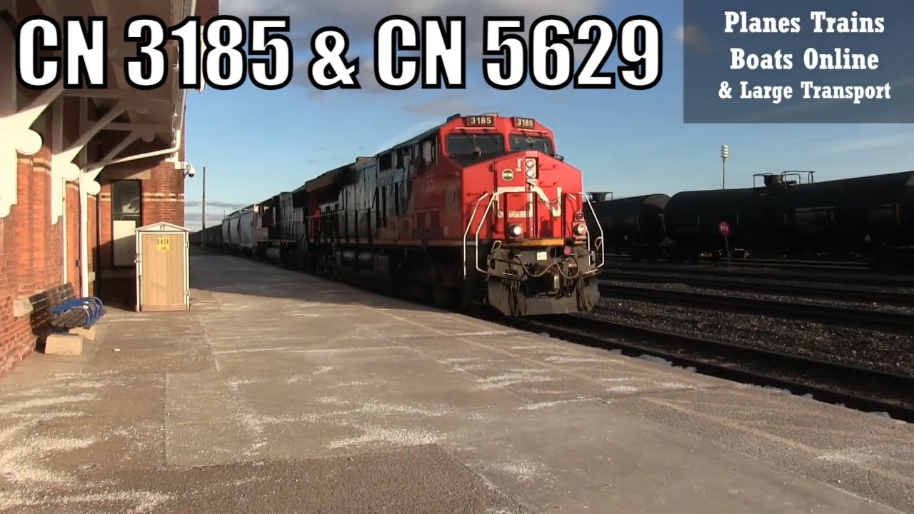 CN M383 Manifest Train CN 3185 & CN 5629 Locomotives Strathroy Sub - YouTube