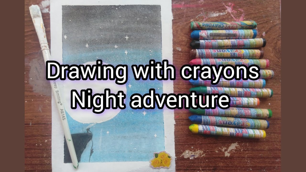 A beautiful scenery with oil pastels crayons || Night adventure time ...