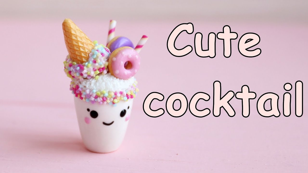 Miniature Cute Cocktail. Tutorial. DIY. Polymer clay. Handmade ...