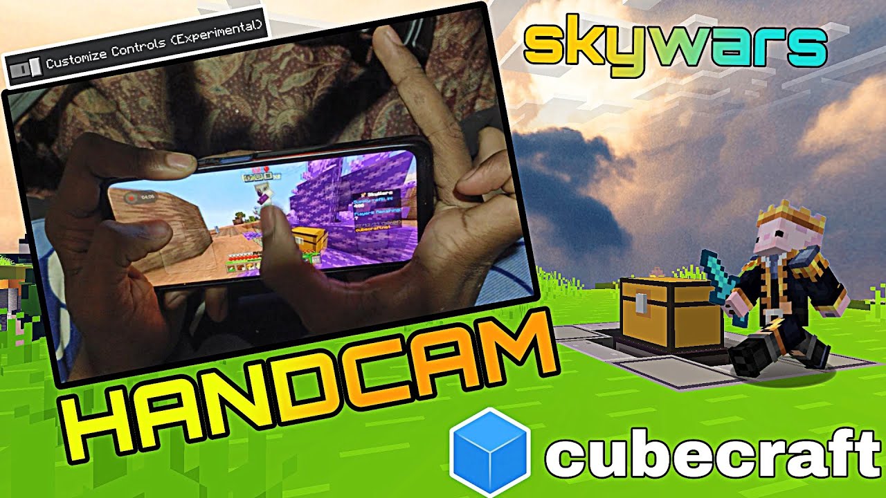 MINECRAFT HANDCAM CUBECRAFT SKYWARS WITH NEW CUSTOMISE CONTROL||MCPE 1. ...