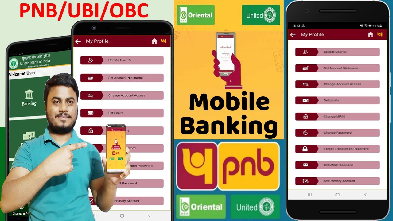 PNB/UBI/OBC Mobile Banking My Profile Complete Settings | Change PNB ...