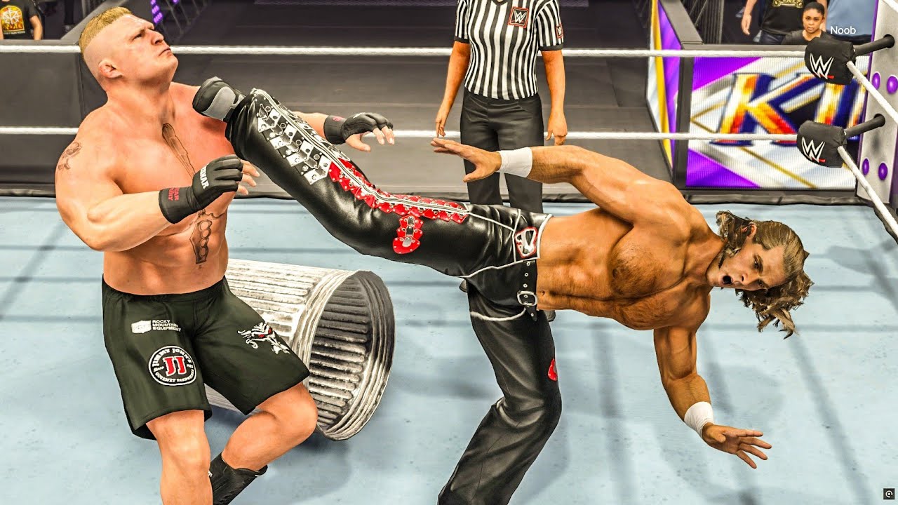 Brock Lesnar vs Shawn Michaels HBK Extreme Rules Match WWE 2K24 ...