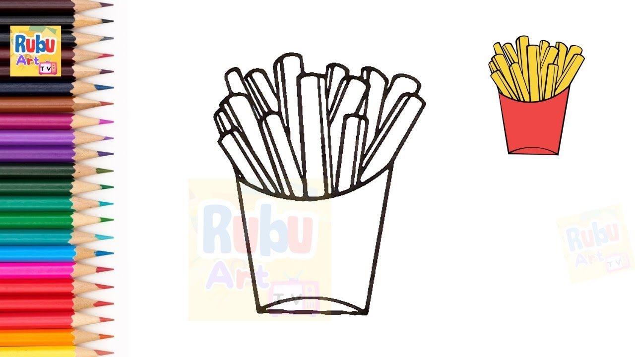 HOW TO DRAW FRENCH FRIES 🍟 TUTORIAL FOR KIDS | Rubu Art Tv - YouTube
