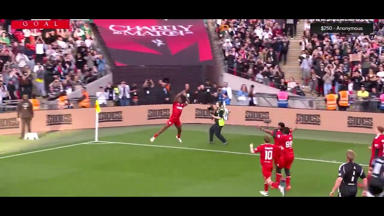 Ishowspeed scores his first goal at charity match Wembley 👏 - YouTube
