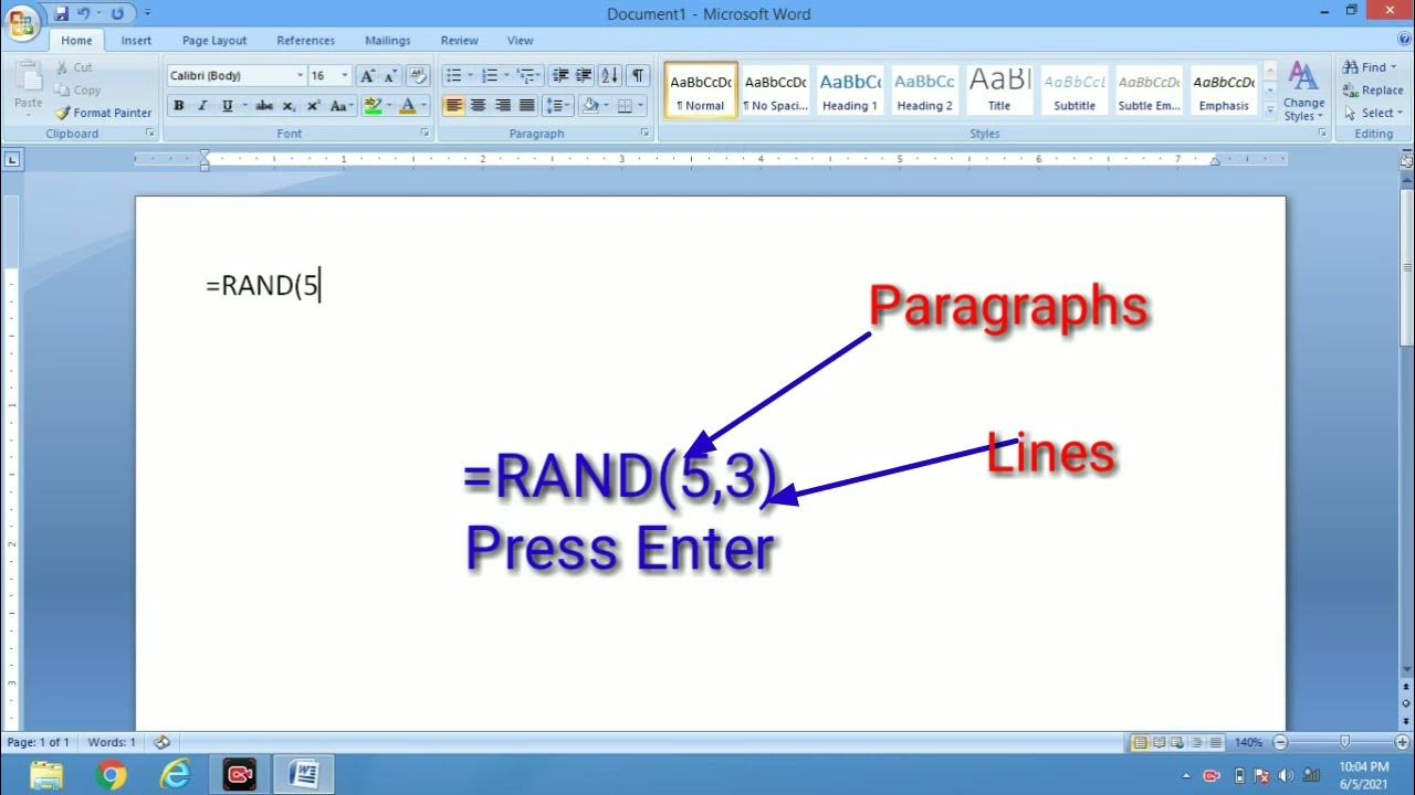 =Rand() Command in Ms Word, Ms word m Paragraph kaise laye #Shorts ...